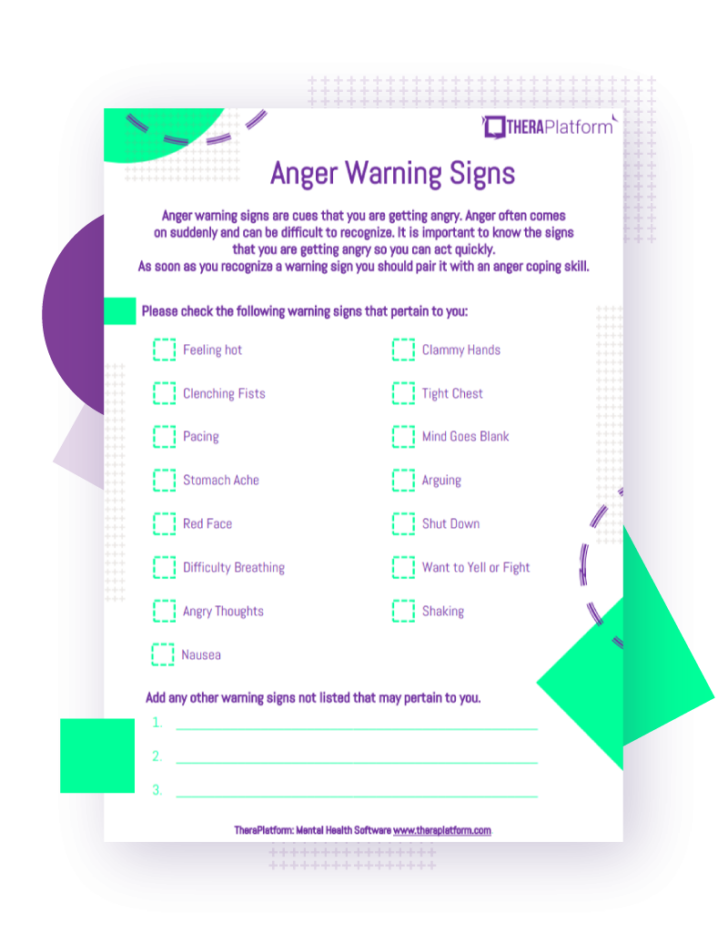 Anger Warning Signs Worksheet - DBT Worksheets