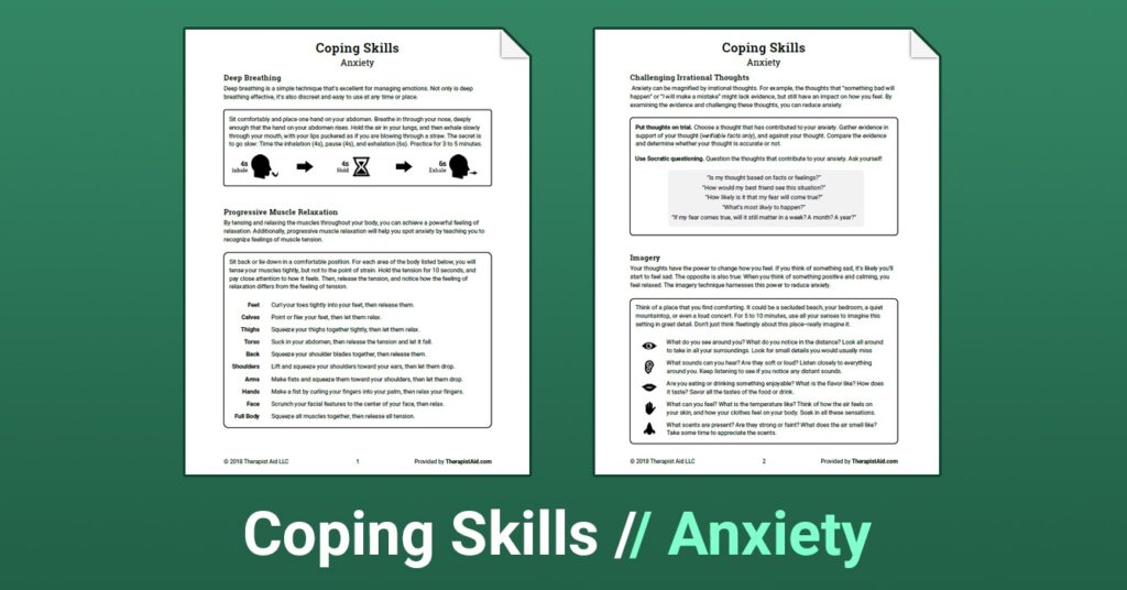 Coping Skills Anxiety Worksheet Therapist Aid - DBT Worksheets