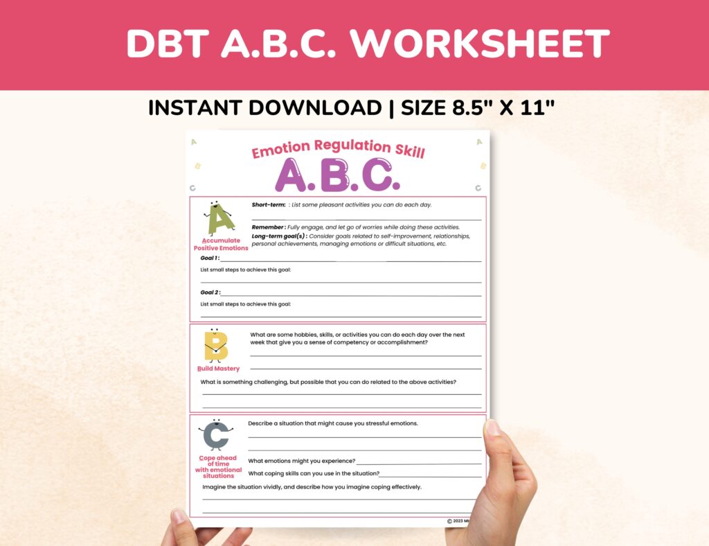 DBT ABC Worksheet Emotion Regulation Skills Fillable Pdf Dialectical ... DBT ABC Worksheet Emotion Regulation Skills Fillable Pdf Dialectical ...