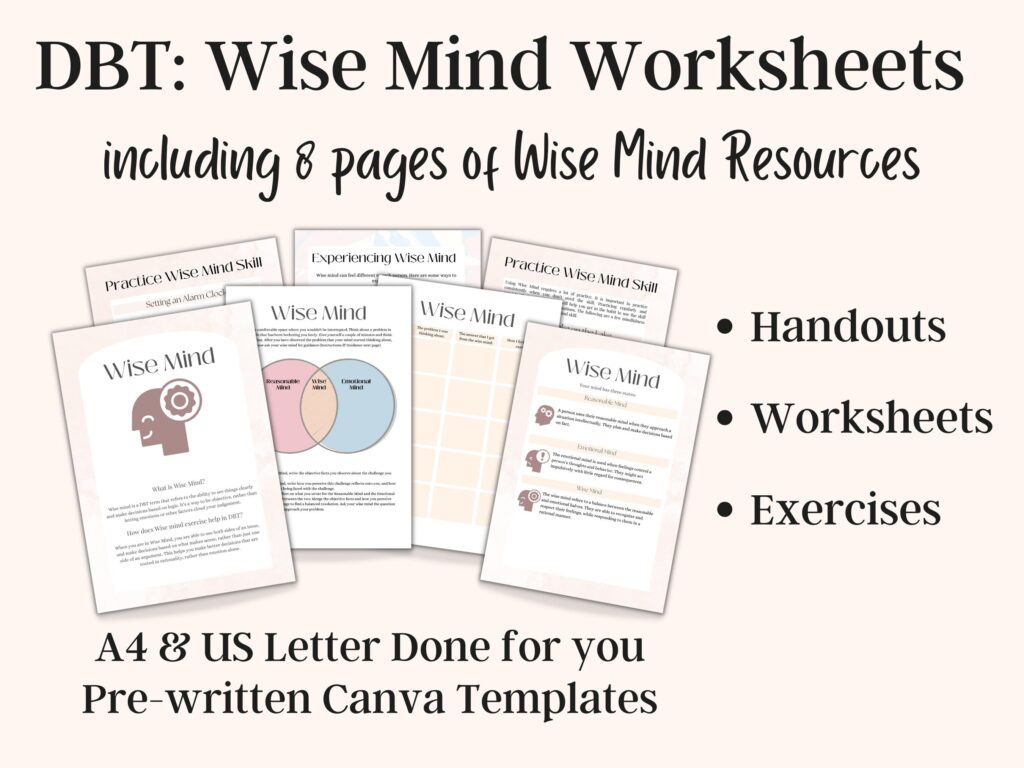 DBT Wise Mind Worksheets DBT Skills Therapy Worksheets Wise Mind ...