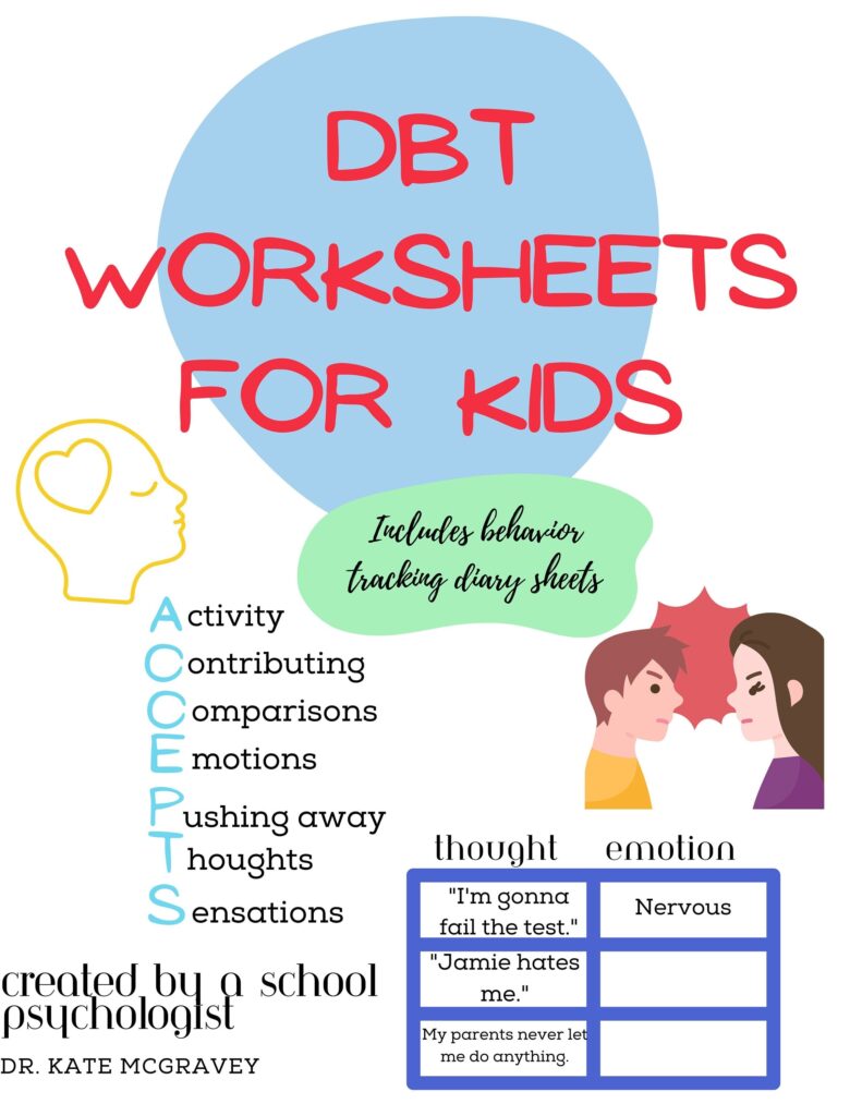 Interactive DBT Worksheets For Kids Mindfulness Interpersonal Skills ...